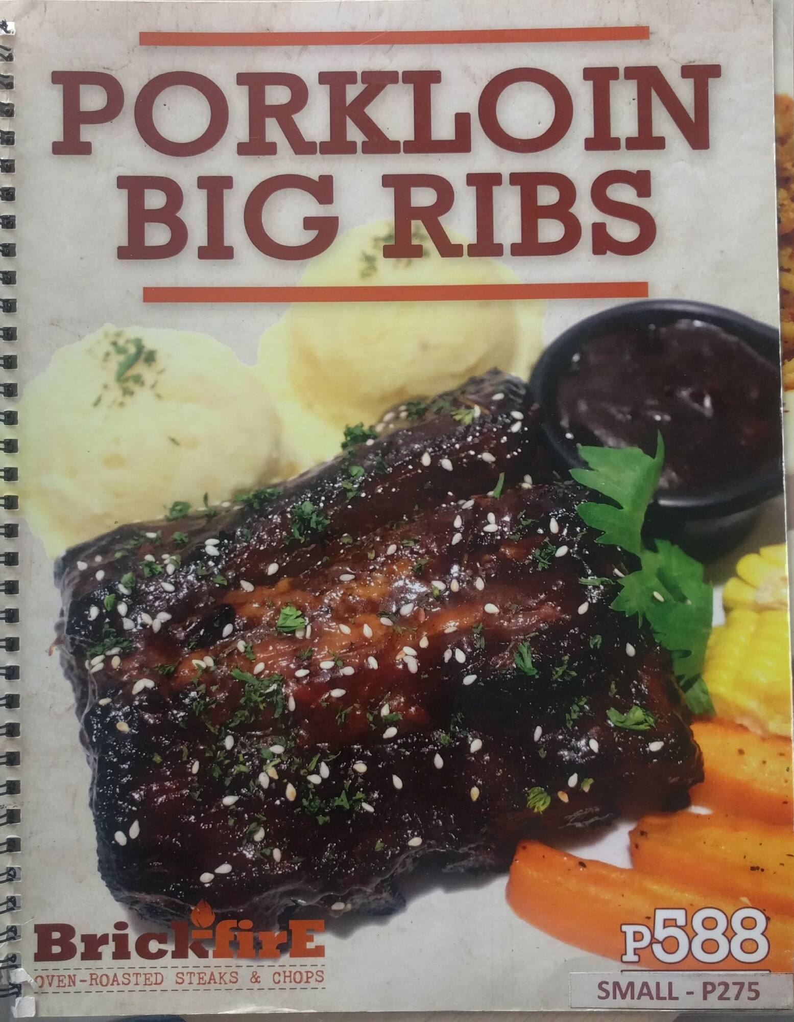 Menu at Brickfire steakhouse, Quezon City, Esteban Abada St