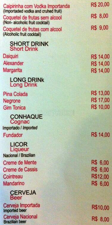 Menu at Restaurante Hotel Mercure, Salvador