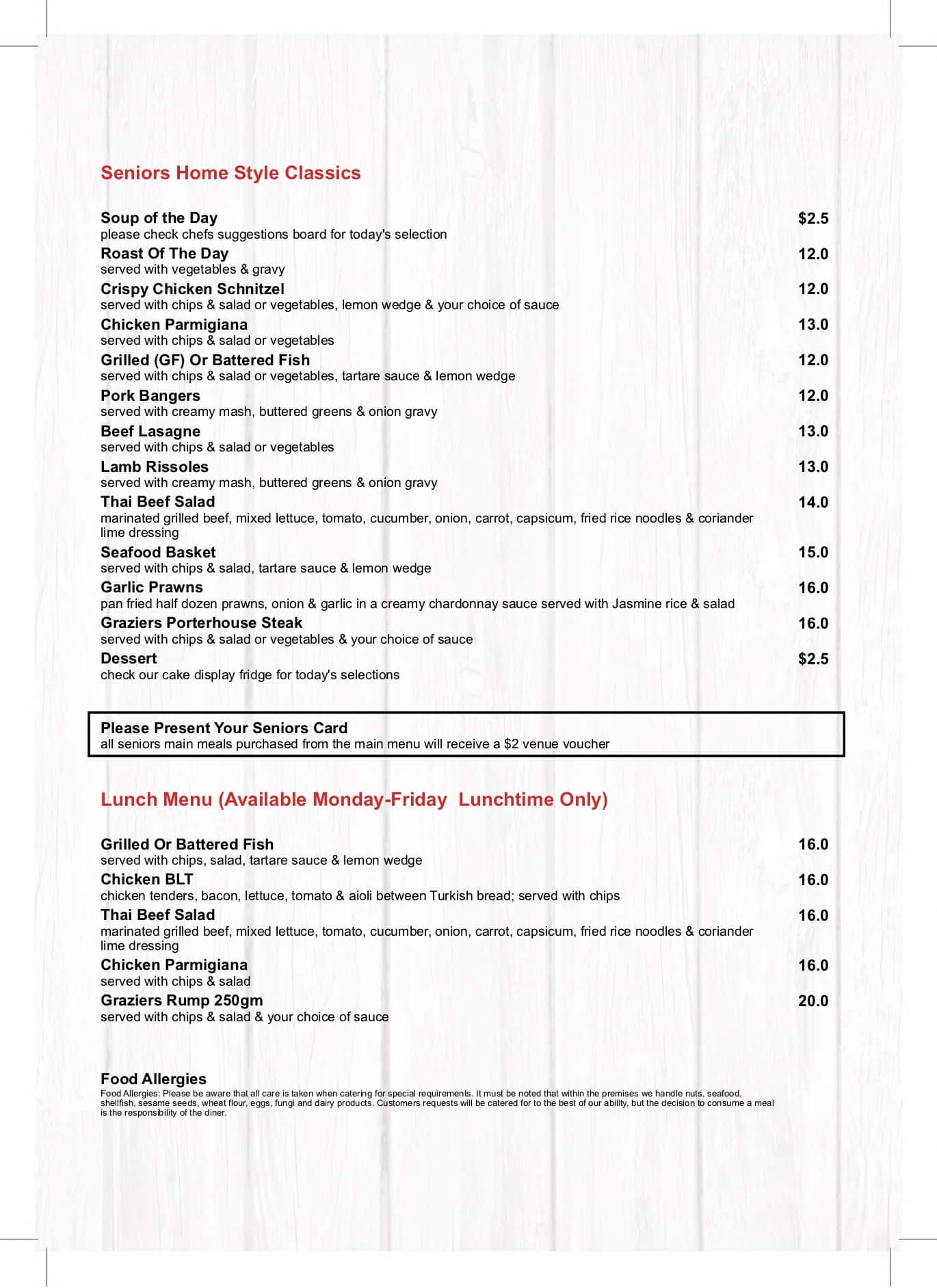 Menu at Prince Mark Hotel pub & bar, Doveton