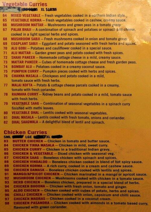 Menu at Indian Brothers fast food, Waterford West