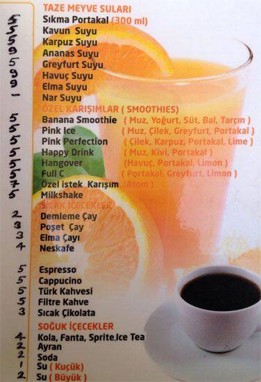 Menu at FLYING GOAT CAFE, Bodrum