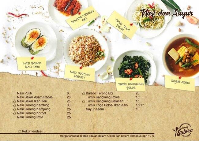 Carta del restaurante Ayam Goreng Pemuda Alam Sutera, Tangerang del Sur
