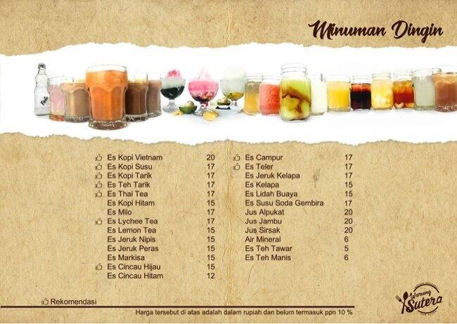 Carta del restaurante Ayam Goreng Pemuda Alam Sutera, Tangerang del Sur