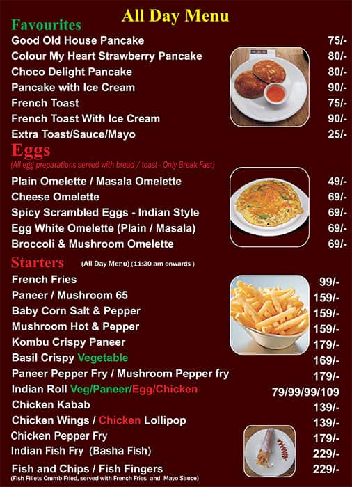 Menu at NOC Cafe, Bengaluru