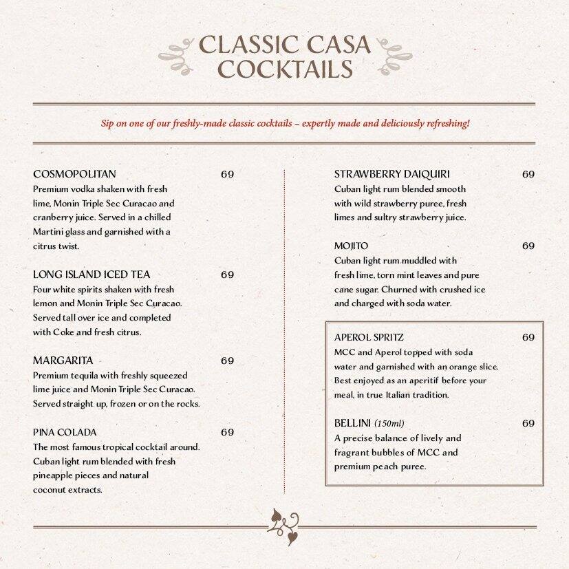 Menu au Casa Bella Ballito Junction restaurant, Ballito