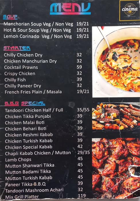Menu at Cinema Restaurant Lounge and Cafe, Dubai