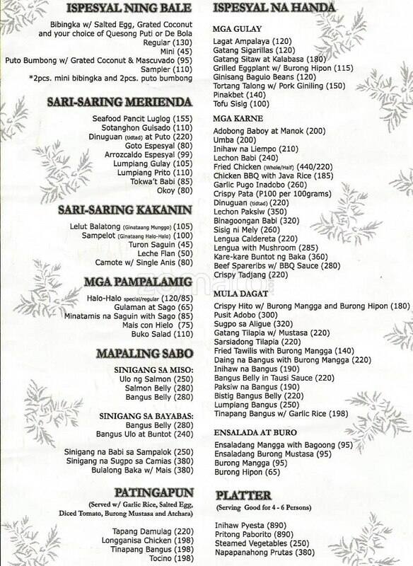 Mangan Menu, Menu for Mangan, Ermita, Manila - Zomato Philippines