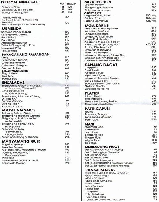 Mangan Menu, Menu podniku Mangan, Ortigas, Quezon City - Zomato Filipíny