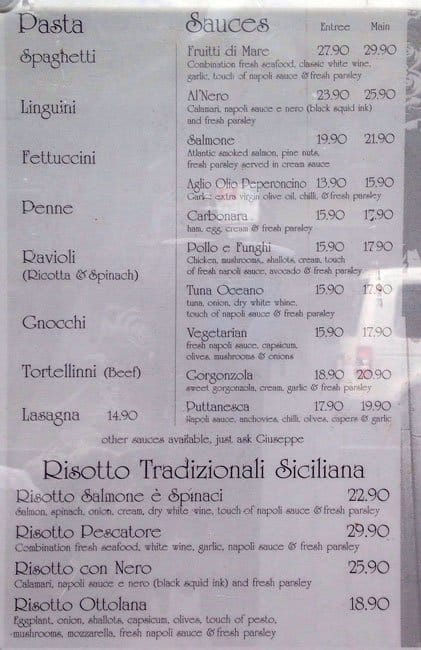 Pasta Bar Veneto Menu