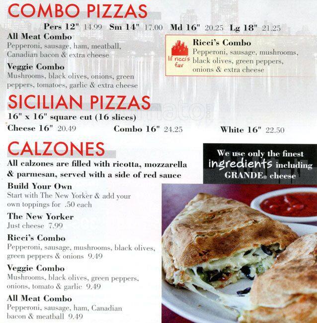Menu at Lil' Ricci's DTC pizzeria, Greenwood Village
