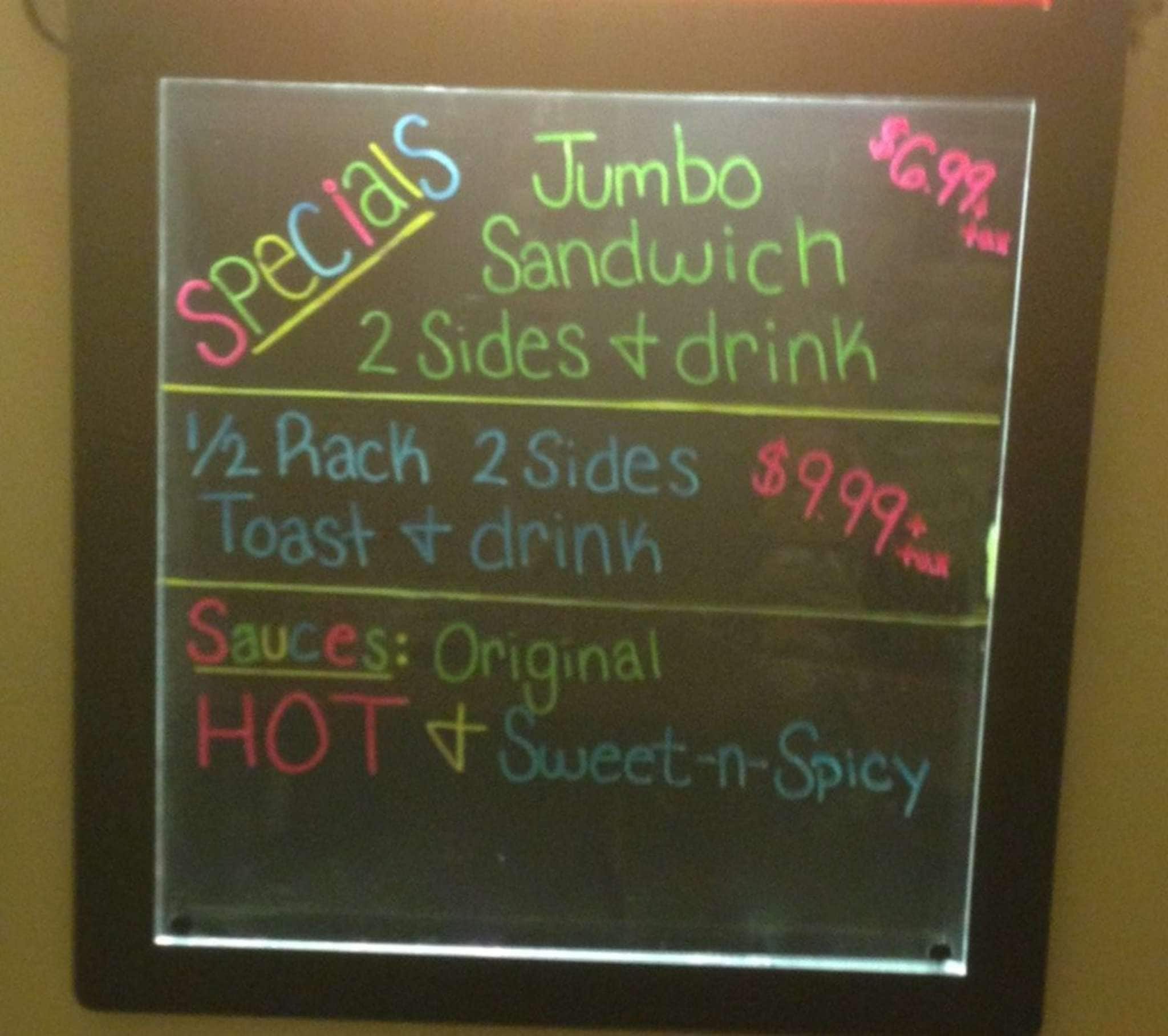 Menu at Smoke Shack Bar-B-Q, Maumelle