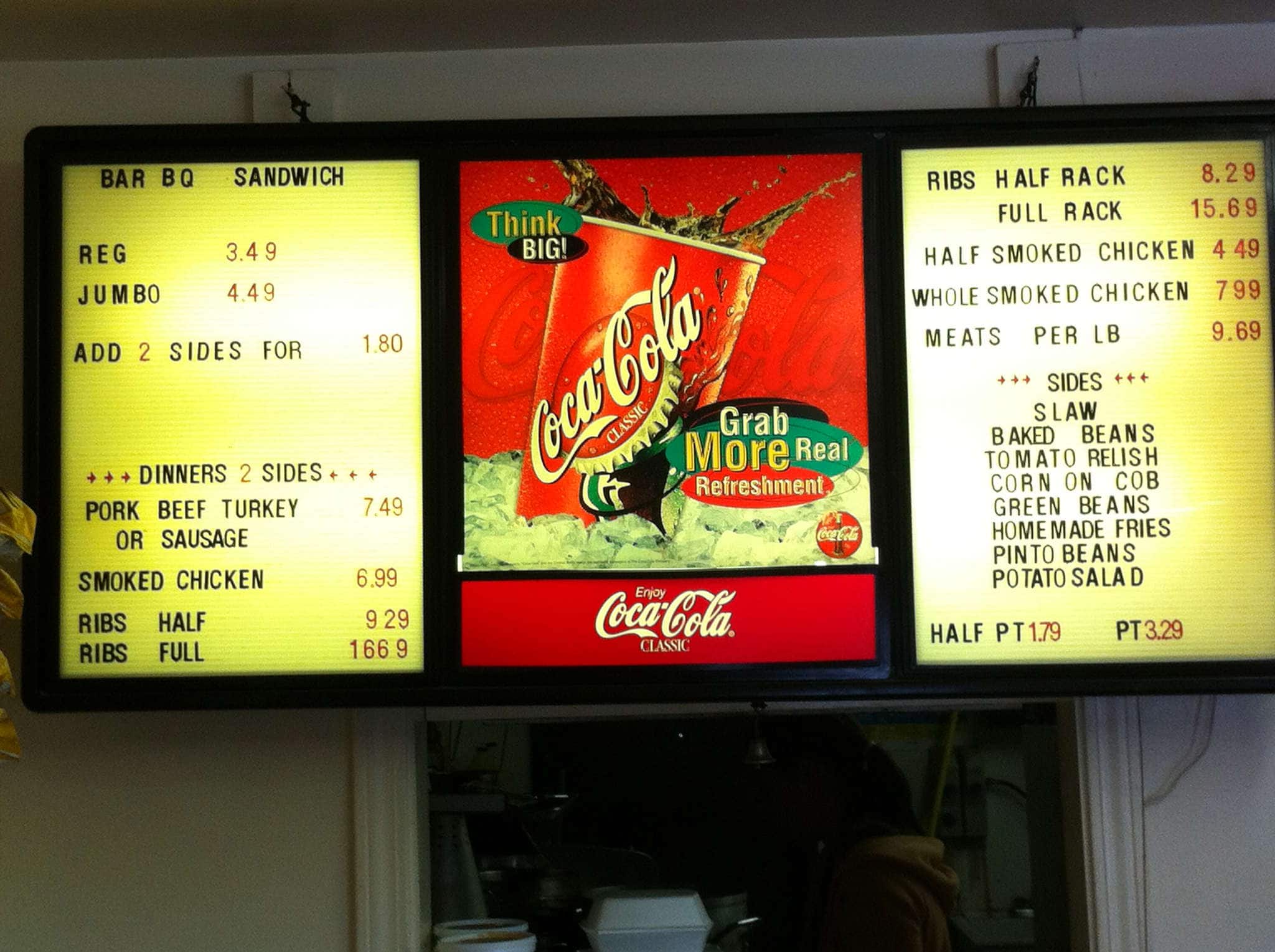 Menu at Smoke Shack Bar-B-Q, Maumelle