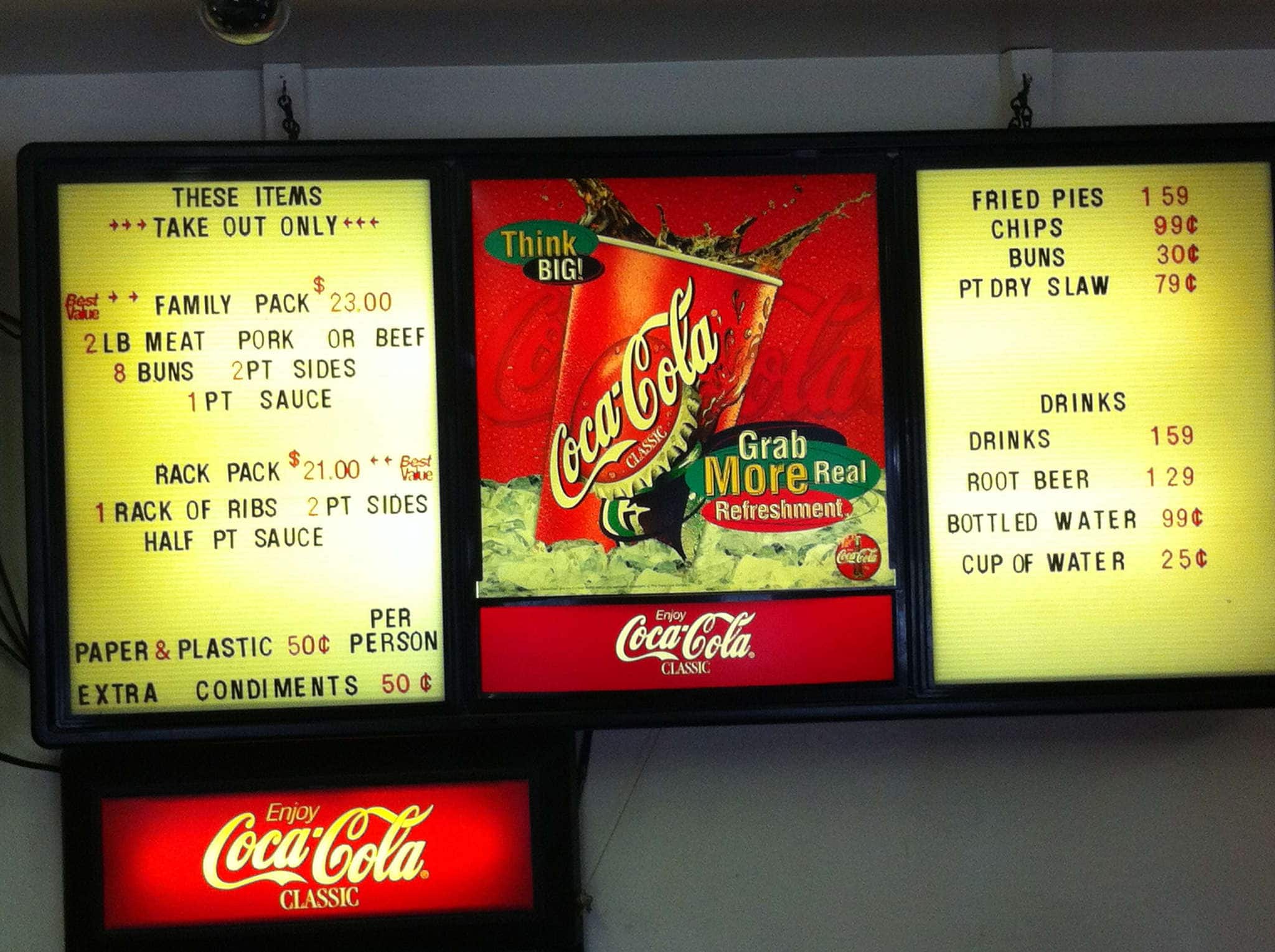 Menu at Smoke Shack Bar-B-Q, Maumelle