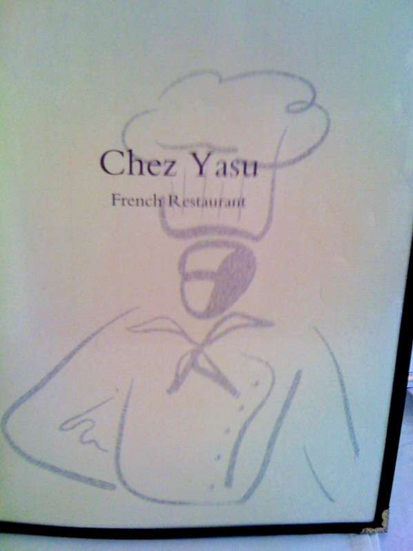Menu at Chez Yasu restaurant, Topeka