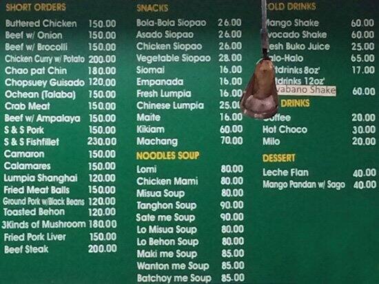 Menu at Ala King restaurant, Cebu City, Don Julio Llorente St