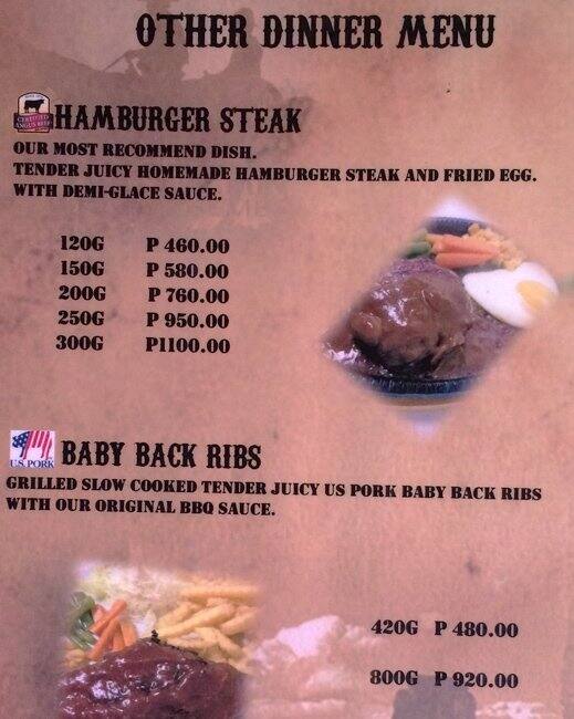 Menu at Western Steak House steakhouse, Lapu-Lapu City
