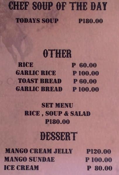 Menu at Western Steak House steakhouse, Lapu-Lapu City
