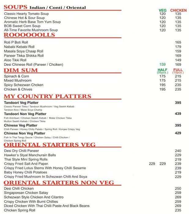 Restaurant Bounce Back Menu, Menu for Restaurant Bounce Back, Sector 49 ...