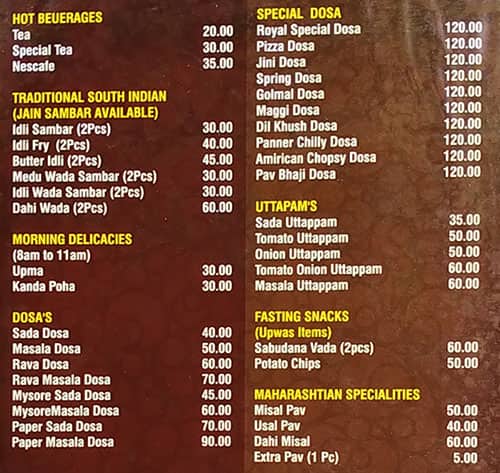Menu of Royal Cakes & Fast Food, Sanpada, Navi Mumbai