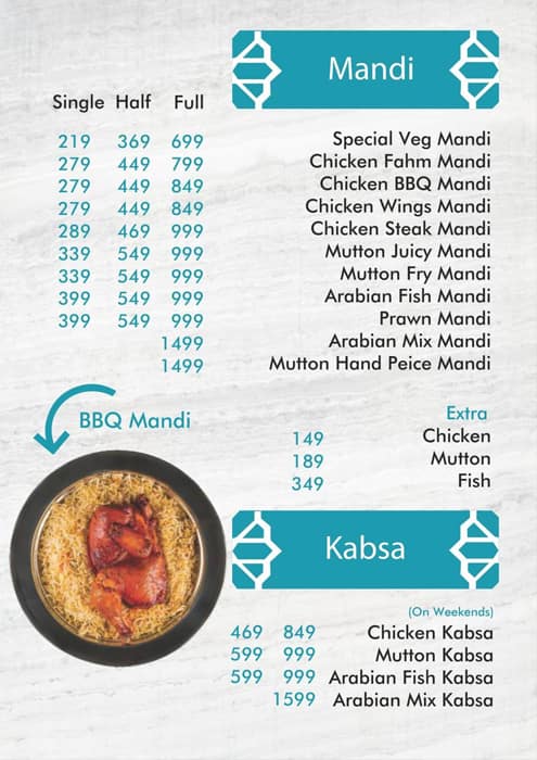 Menu at Barkaas Indo-Arabic Restaurant, Lucknow