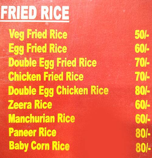 Menu of Akshara Alekhya Fast Food, Suraram, Hyderabad
