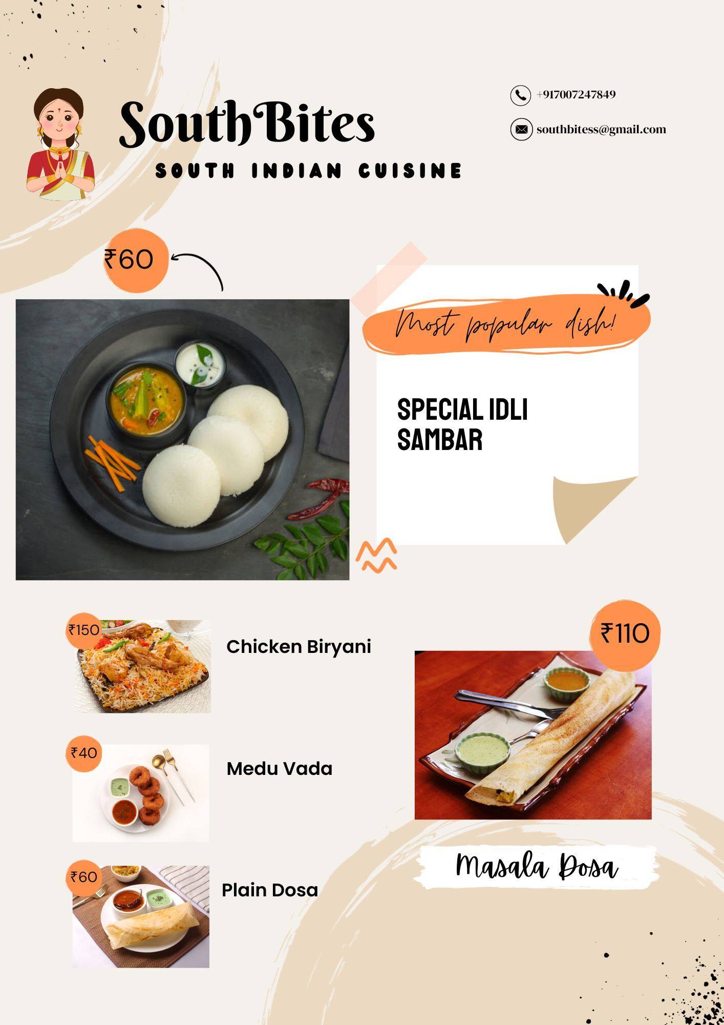 Menu of South Bites, Gomti Nagar, Lucknow