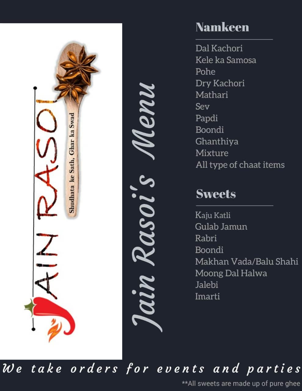 Menu of Jain Rasoi, Brookefield, Bangalore