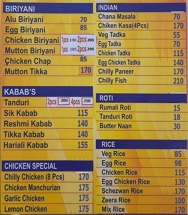Menu of Hungry Bite, Belghoria, Kolkata