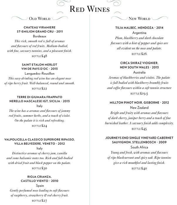 Menu at Melody at St Paul's restaurant, London