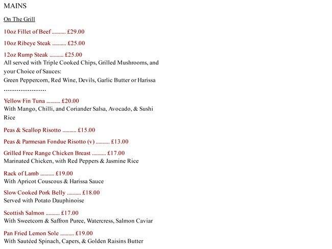 Menu at Melody at St Paul's restaurant, London