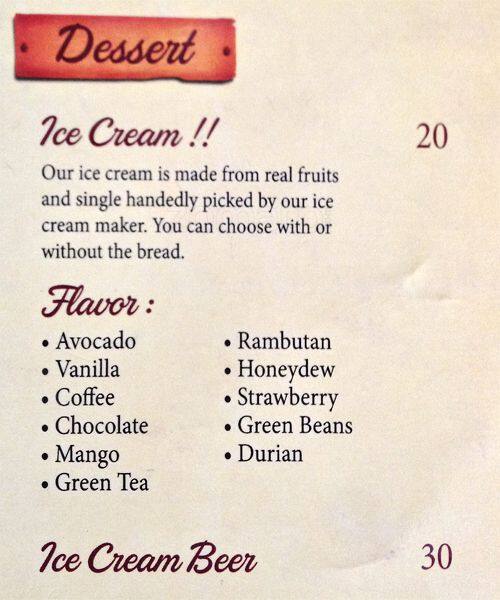 Menu at Prawn Star restaurant, South Jakarta