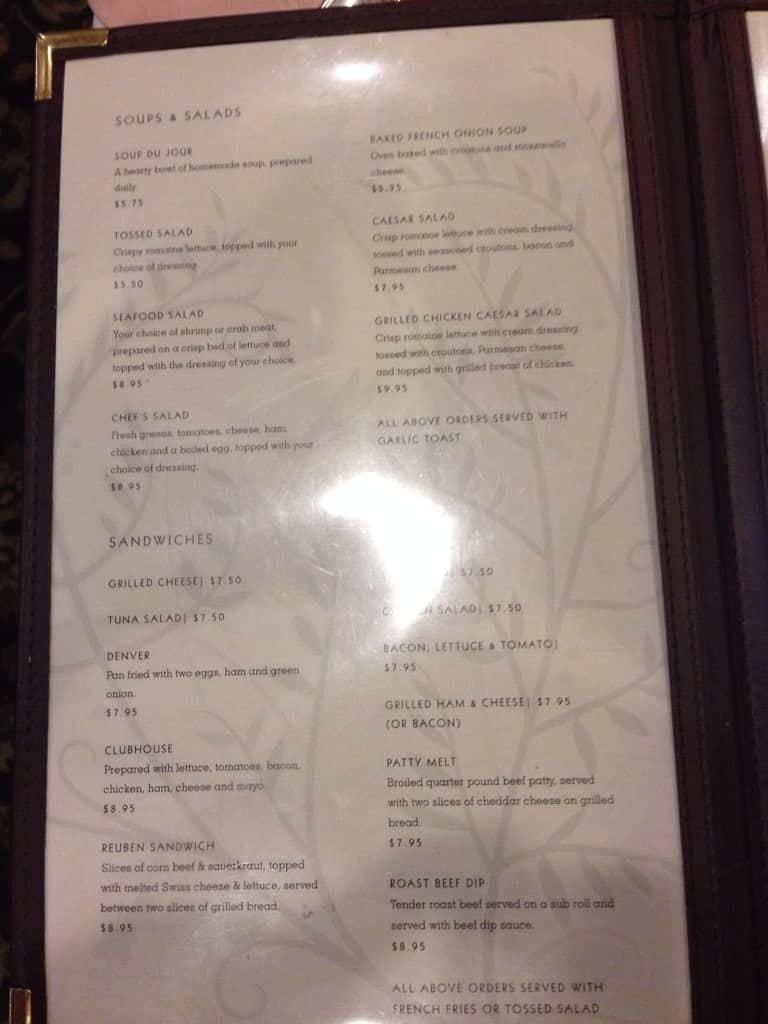Menu at Casey's Dining Room restaurant, Swift Current