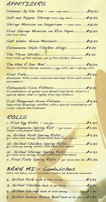Menu at Phở95 Asian Fusion and Vietnamese restaurant, Arlington, S ...