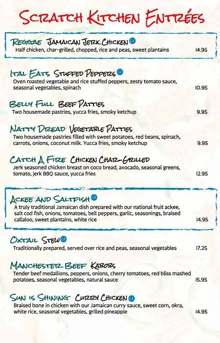 Menu at Bob Marley-A Tribute to Freedom℠ restaurant, Orlando