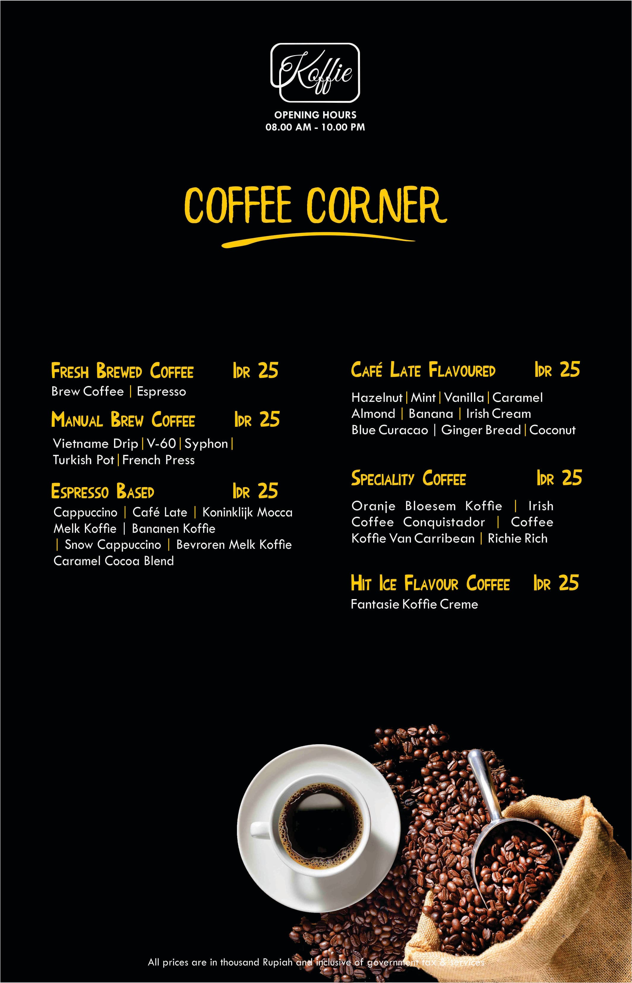 Menu at Cafe Cofee, Bandung