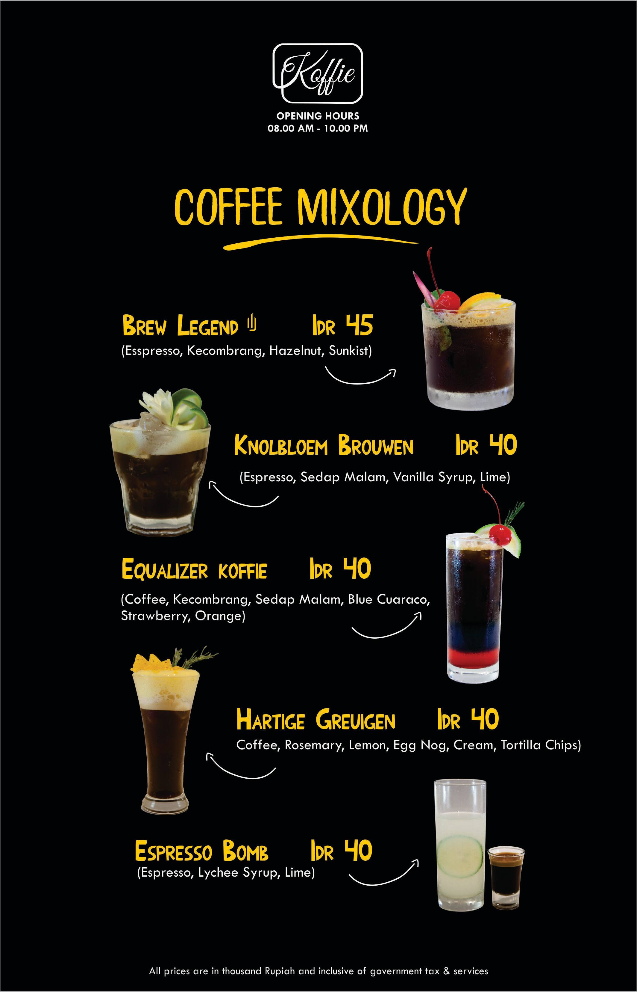 Menu at Cafe Cofee, Bandung