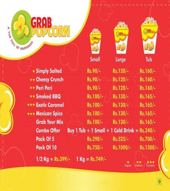 Menu of Grab Popcorn, Koregaon Park, Pune