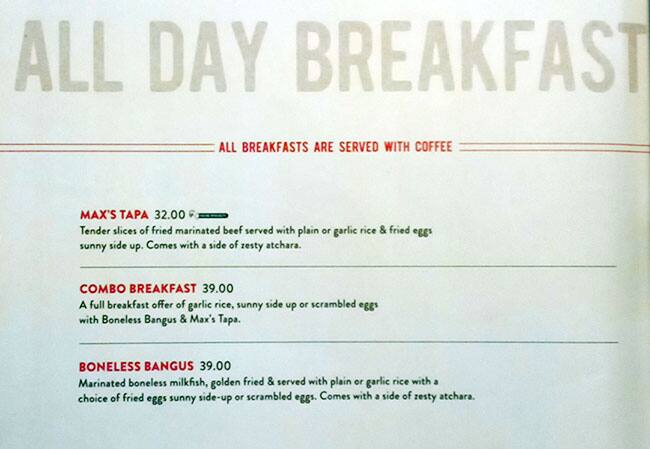 Menu of Max's Restaurant, Mankhool, Dubai