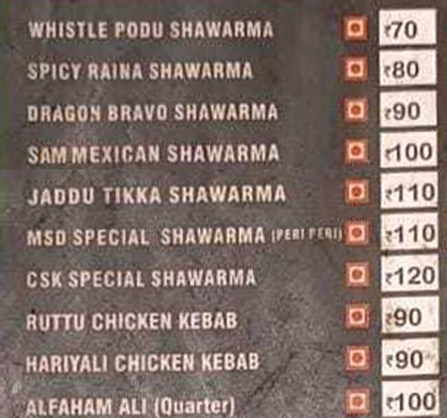 Menu of CSK Food Truck, Velachery, Chennai