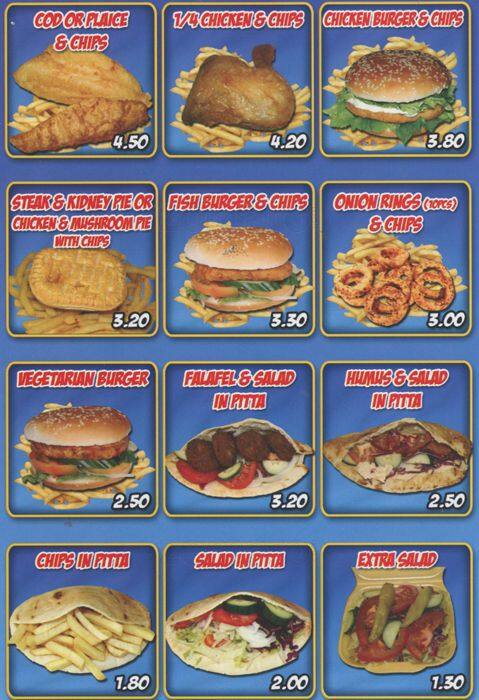 Menu at Forest fast food, London, 163 The Vale