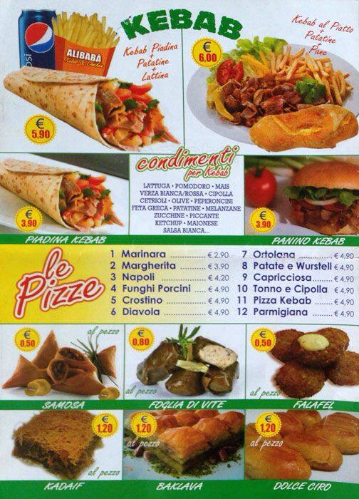 Menu da Ciro Kebab 4, Roma