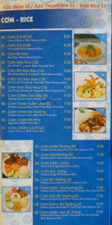 Menu at GT II Express restaurant, Burnaby