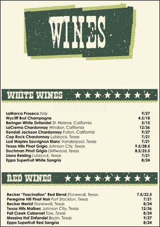 Menu at Chisos Grill restaurant, Bee Cave, Hill Country Blvd S - 100