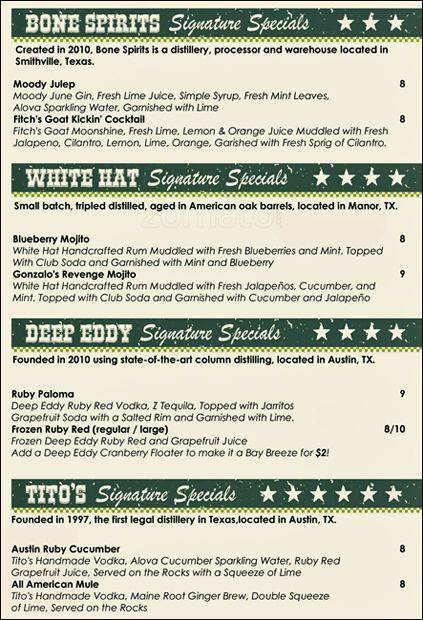 Menu at Chisos Grill restaurant, Bee Cave, Hill Country Blvd S - 100