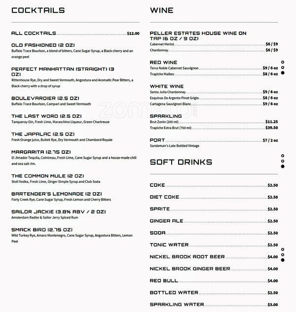 Menu at Trinity Common pub & bar, Toronto