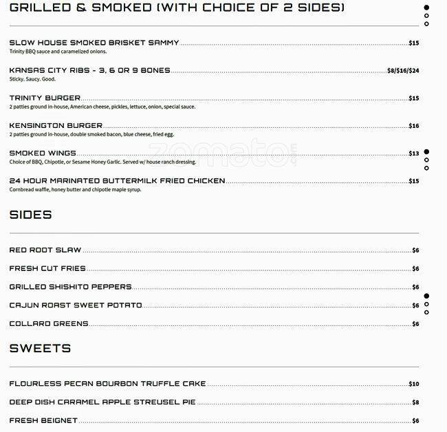 Menu at Trinity Common pub & bar, Toronto