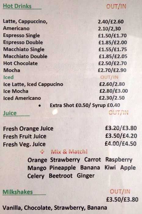 Menu at Toast cafe, London, 6 Formosa St