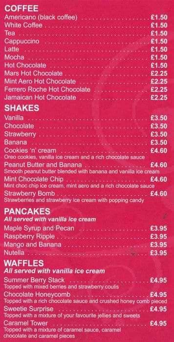 Menu at essence restaurant, Manchester, 171 Station Road