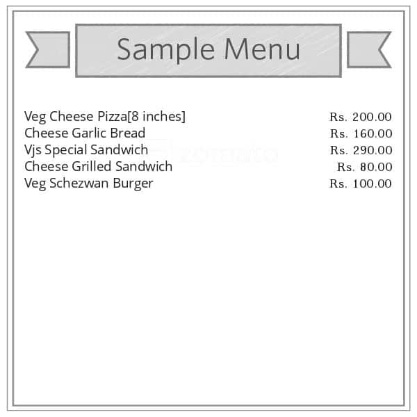Menu at VJ's Snack Shack, Mumbai