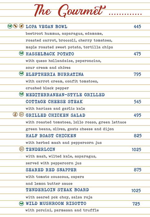 Menu at SAZ Café, Mumbai